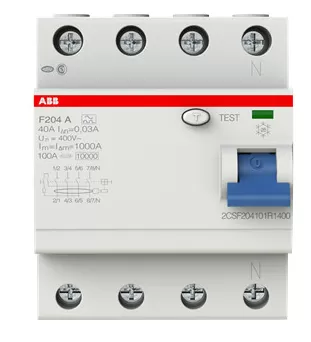 ABB F204A-40/0,03 FI-Schutzschalter 4P,Typ A,40A,30mA 2CSF204101R1400