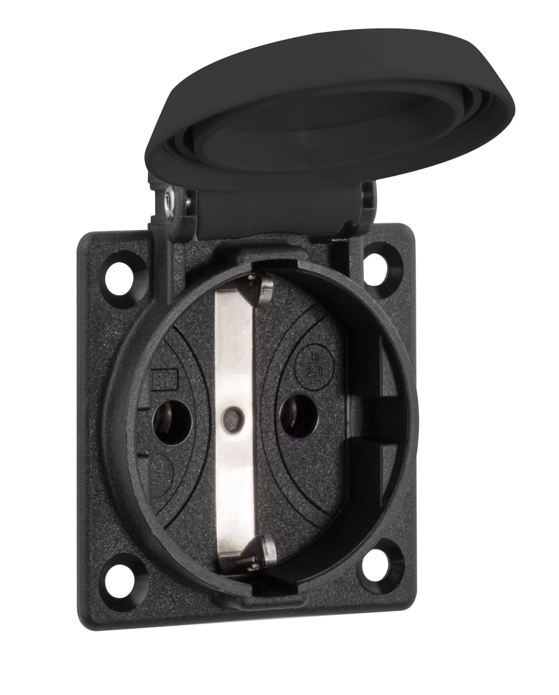 ABL SCHUKO Einbausteckdose, schwarz, IP54, mit Schraubanschluss 1661000