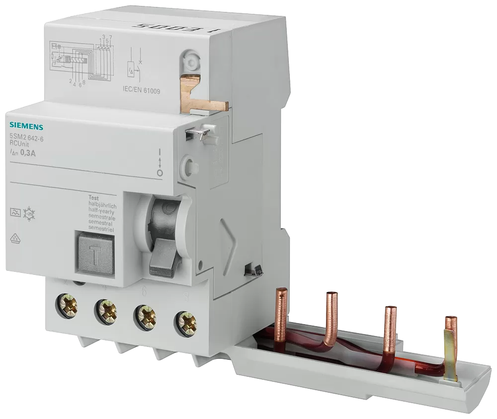 Siemens FI-Block , 4-polig, Typ A, In: 63 A, 300 mA, Un AC: 400 V, für ...